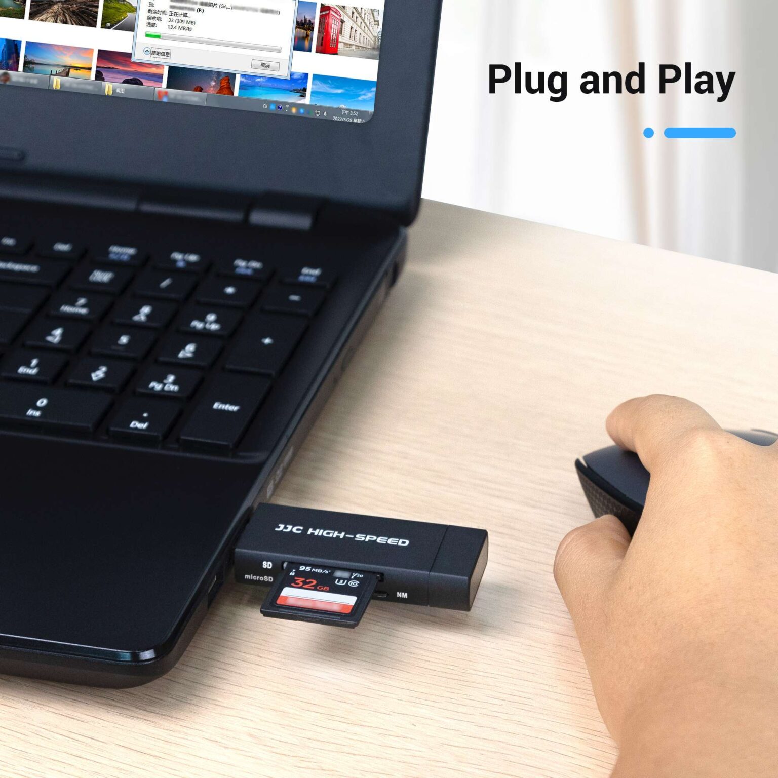 JJC USB-A USB-C 3.0 Memory Card Reader for Huawei NM Card, SD Card and ...