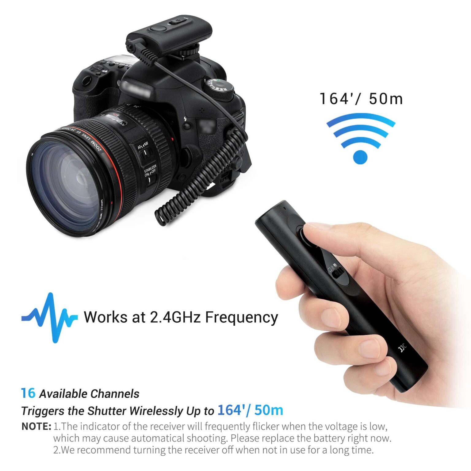 JJC Timer Remote Control Shutter Release for CAN. EOS R3 R5C R5 C 6D 7D Mark II, 5D Mark IV III ...