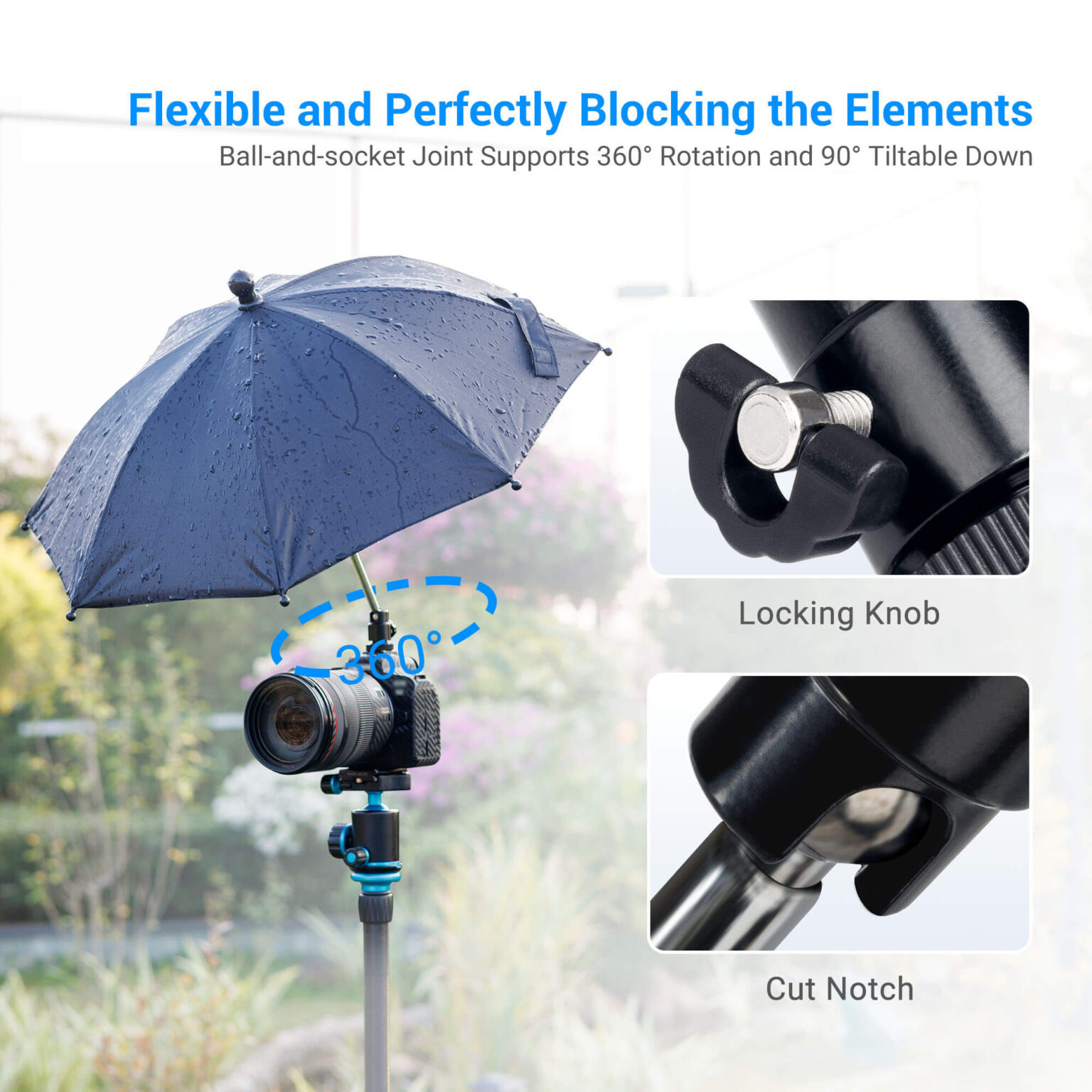 JJC 19.7″ Camera Hot Shoe Umbrella, Sunshade Rain Cover Portable ...