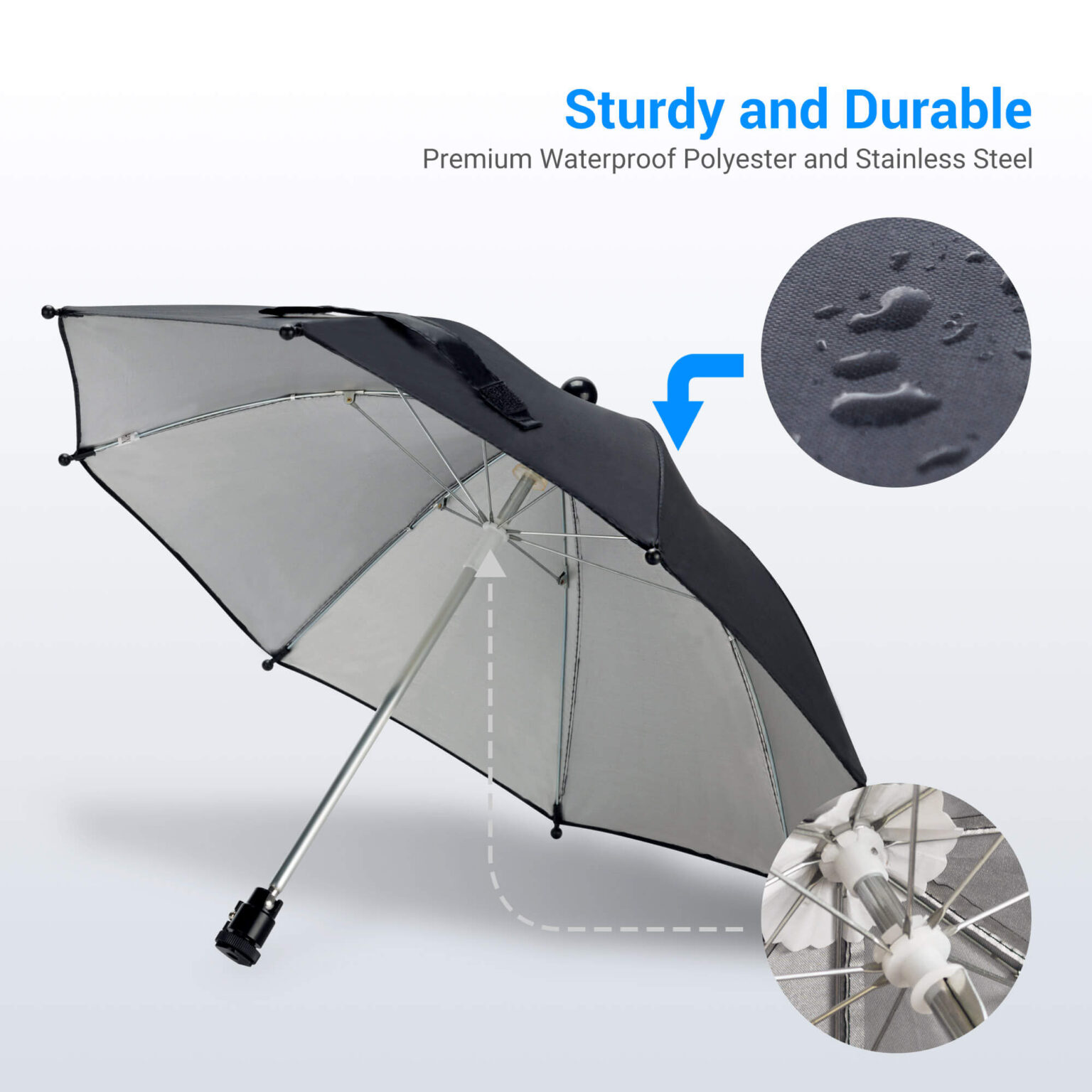 JJC 19.7″ Camera Hot Shoe Umbrella, Sunshade Rain Cover Portable ...