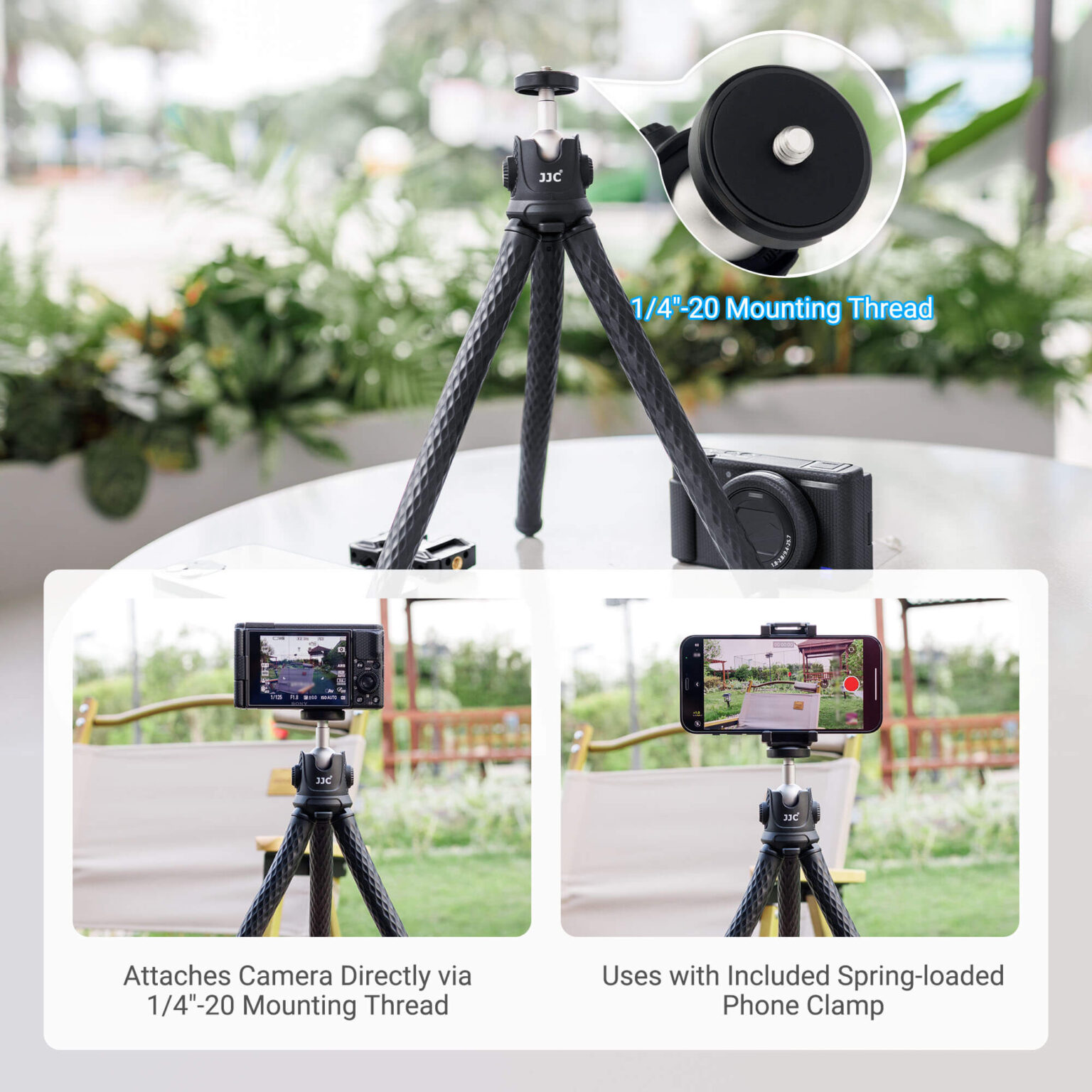 JJC 2 in 1 Flexible Mini Tripod Bendable Octopus Stand and Selfie Stick ...