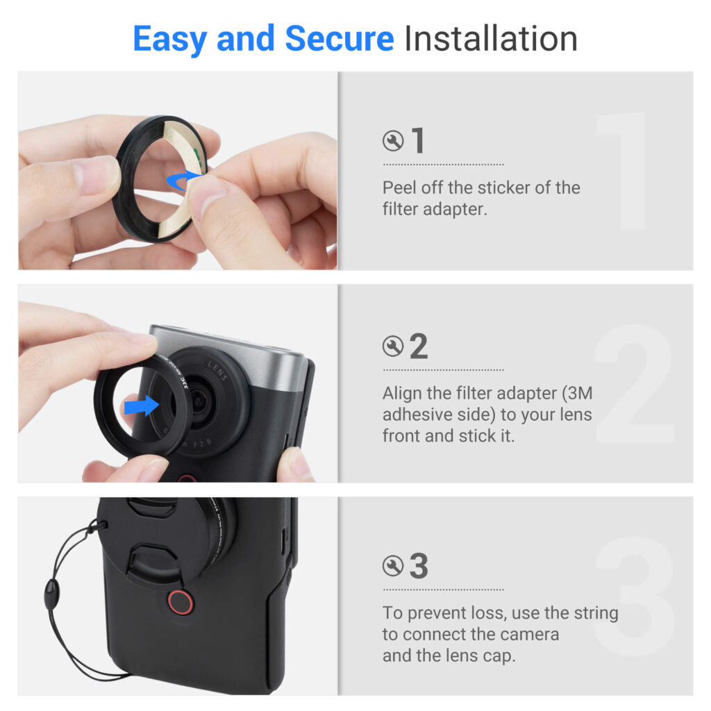 JJC 37mm Filter Adapter with Lens Cap Kit - JJCFOTO