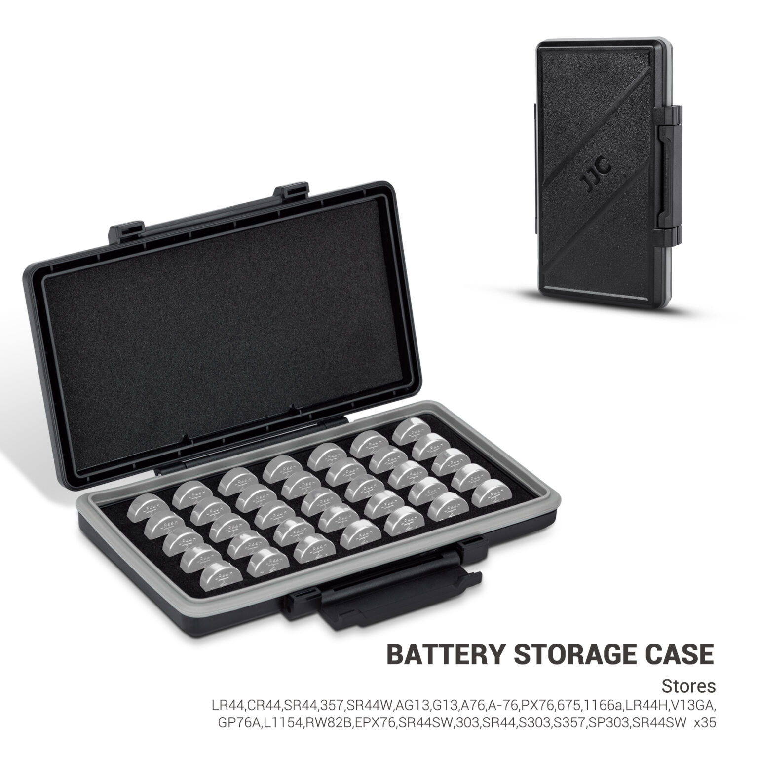 JJC 36 Slots LR1130/LR41/376/377/371/364 Battery Case Holder, Water ...