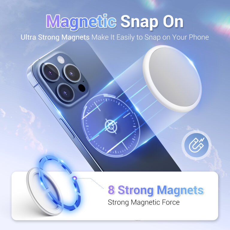 Magnetic Phone Mirror,2.2″ Round Plane Flat Magnetic Selfie Mirror for ...
