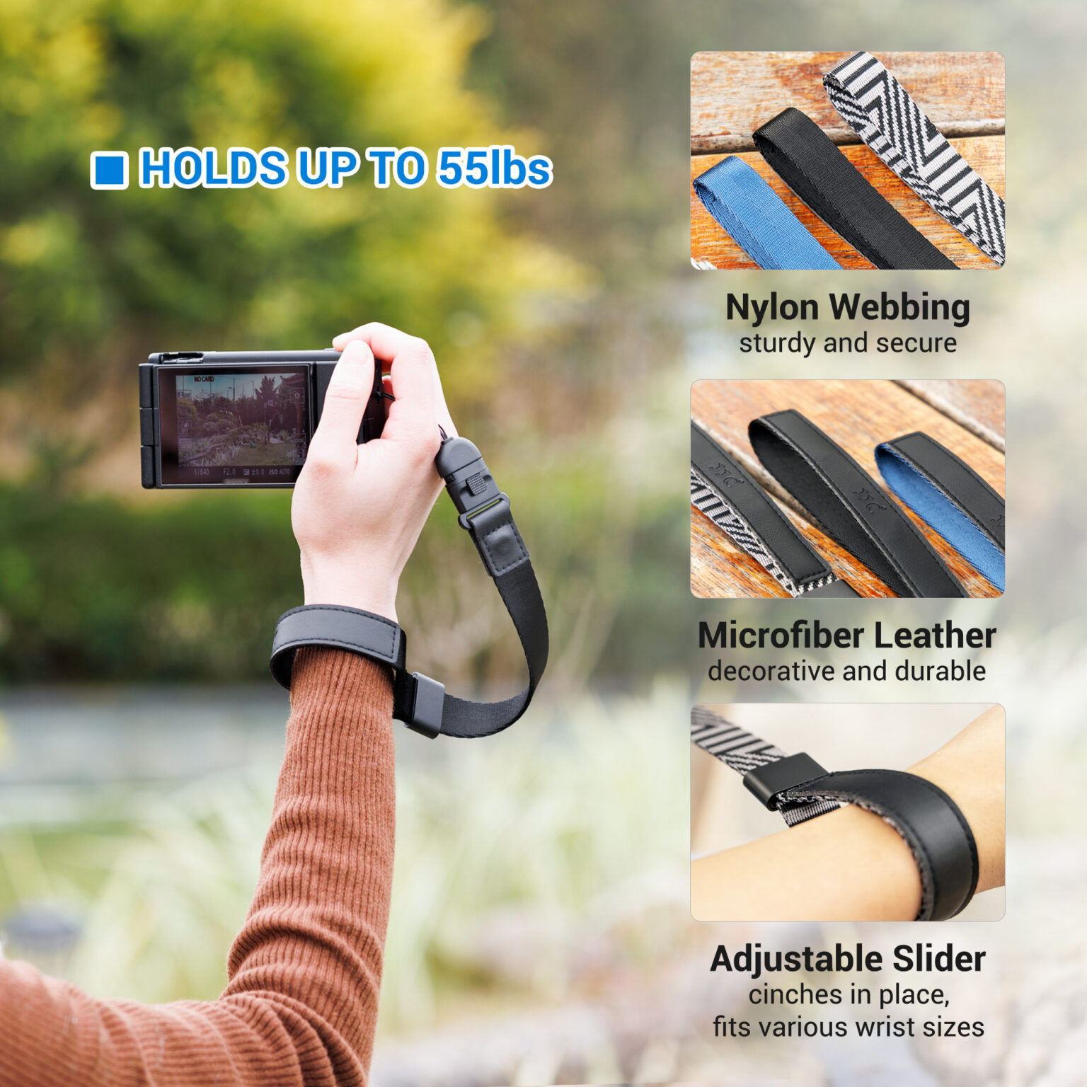 Deluxe Quick Release Wrist Strap for Point & Shoot Camera – Black – JJCFOTO