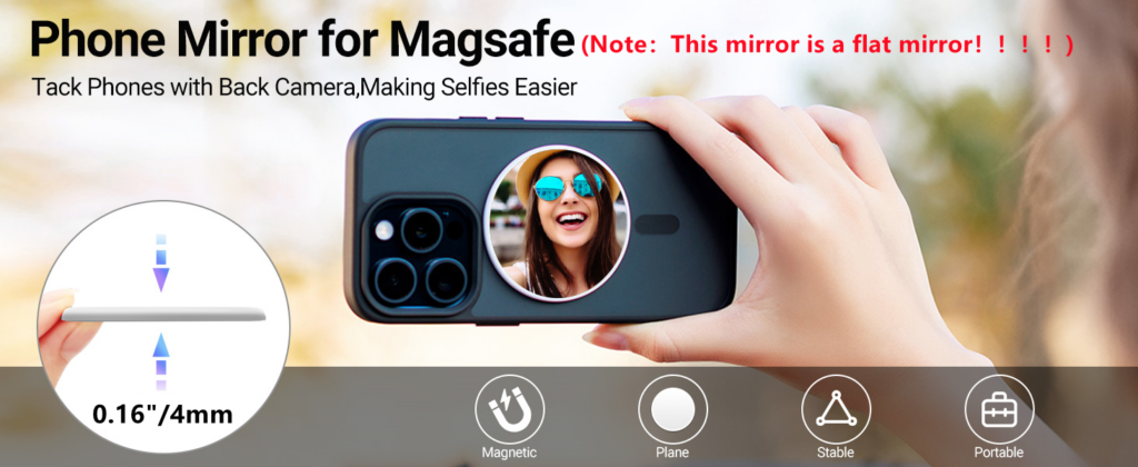 Magnetic Phone Mirror,2.2″ Round Plane Flat Magnetic Selfie Mirror for ...