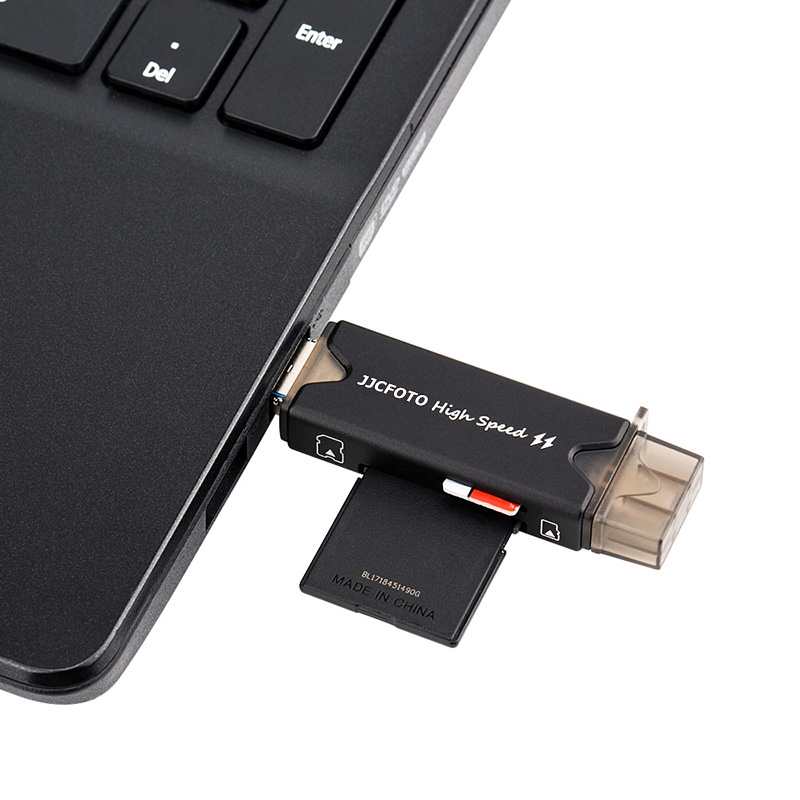 JJCFOTO Metal USB 3.0 Micro 2.0 Type C Card reader with 2 Slots for ...