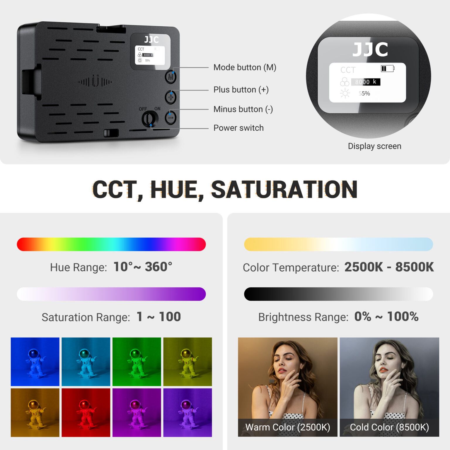 JJC LED Macro Arm Light with 10 Level Ajustable Brightness,CRI 95 ...
