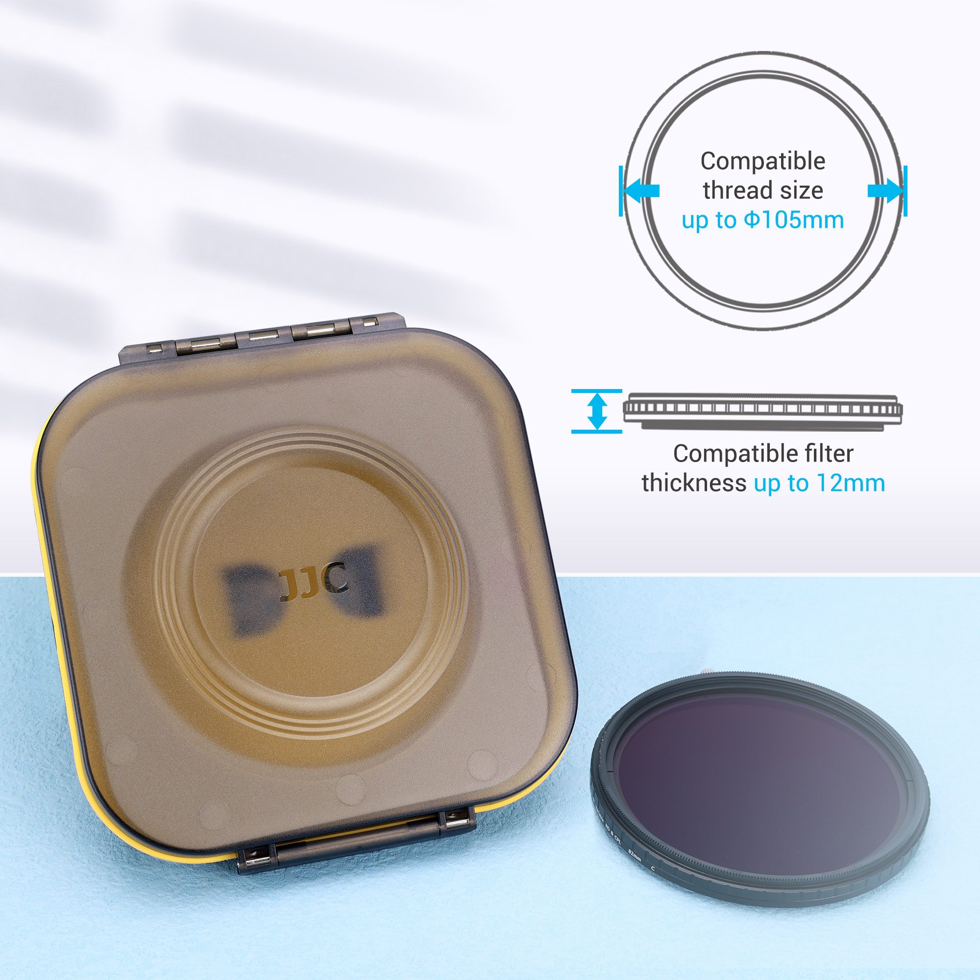 JJC Moistureproof Lens Filter Storage Case for 82mm 86mm 95mm 105mm ...