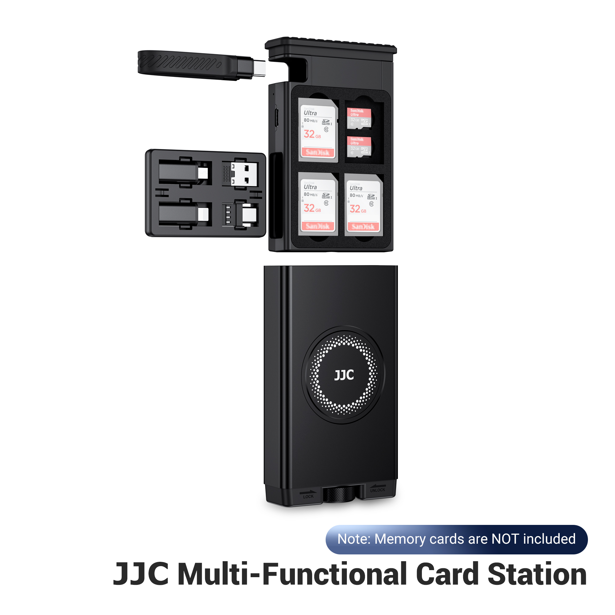 JJC SD Memory Card Reader Storage Case, 3-in-1 Portable Travel UHS-II ...