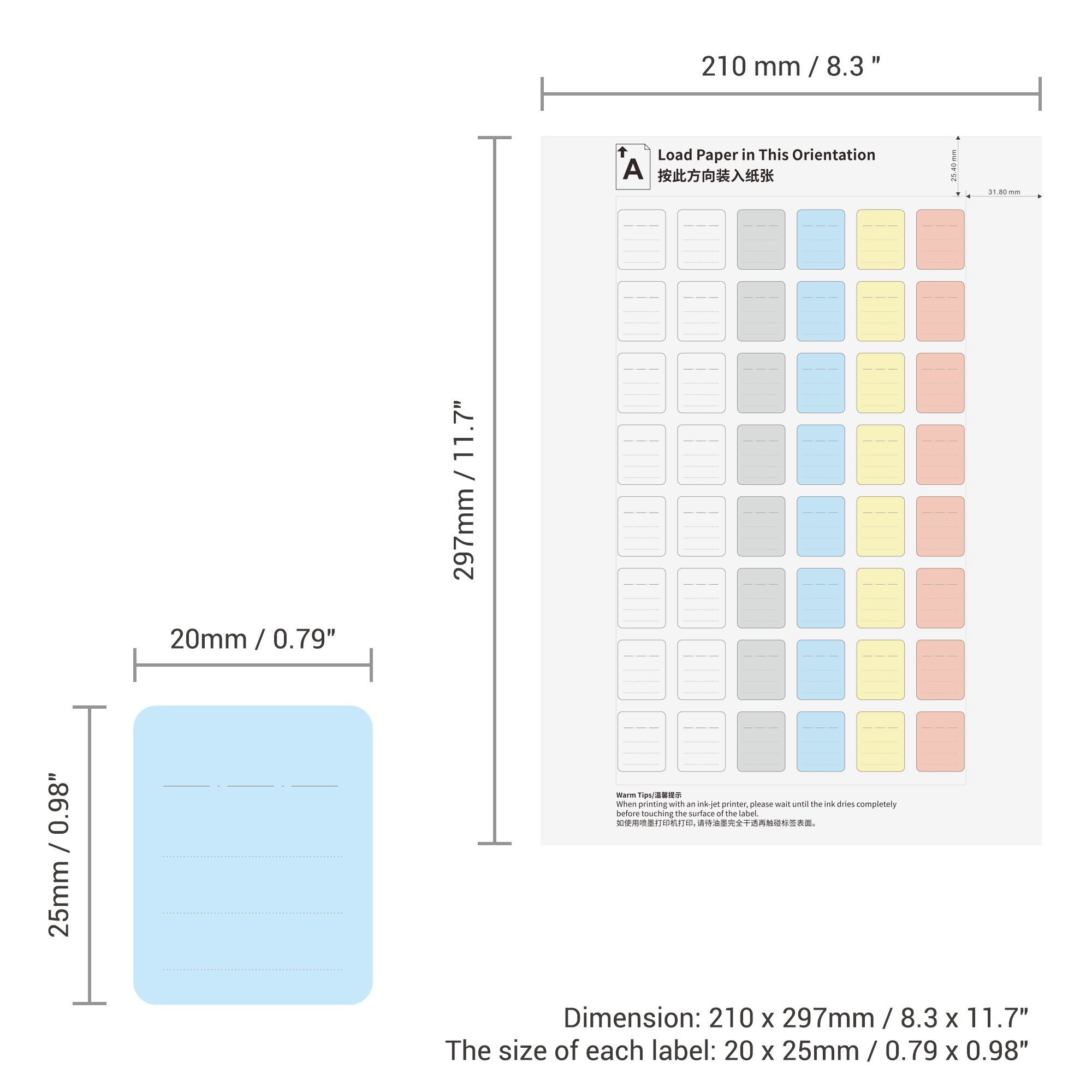 JJC 480 PCS Rectangle Color Coding Labels fits Laser Inkjet Printers ...