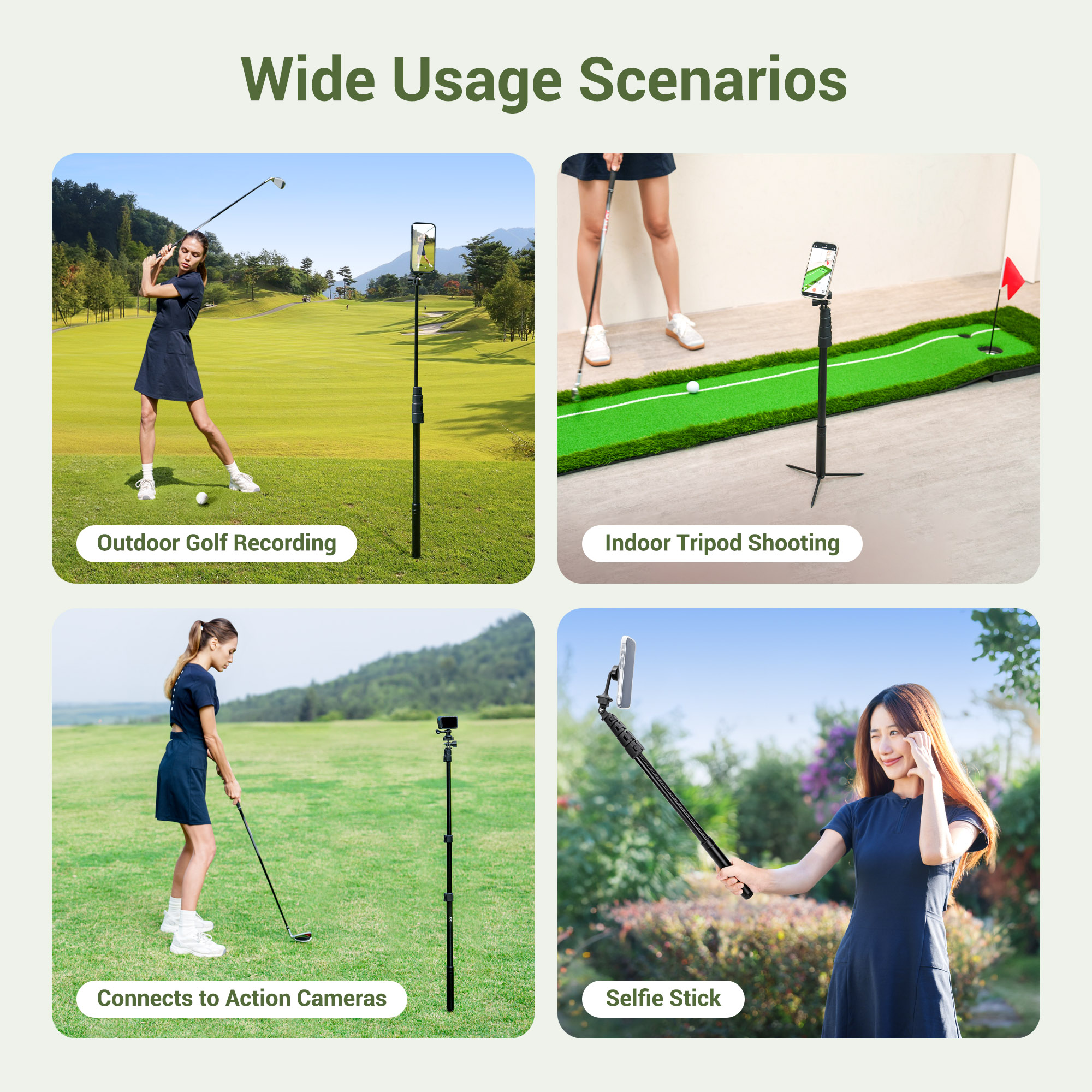 JJC Golf Monopod Selfie Stick with Ground Spike Stakes for Golf Traing ...