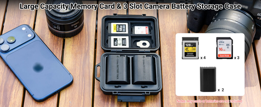 JJC Portable Camera Battery Memory Card Storage Case for 3 SD Card,4 ...